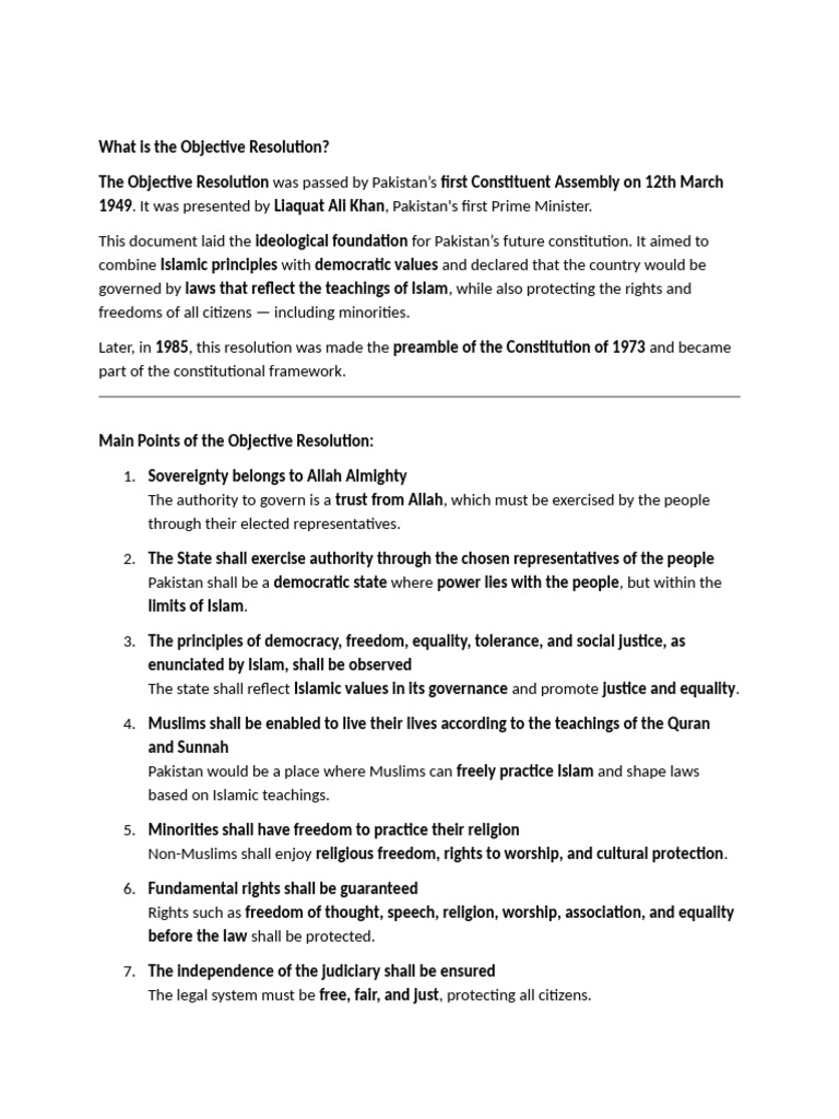 Understanding the Objective Resolution | PDF | Pakistan | Governance