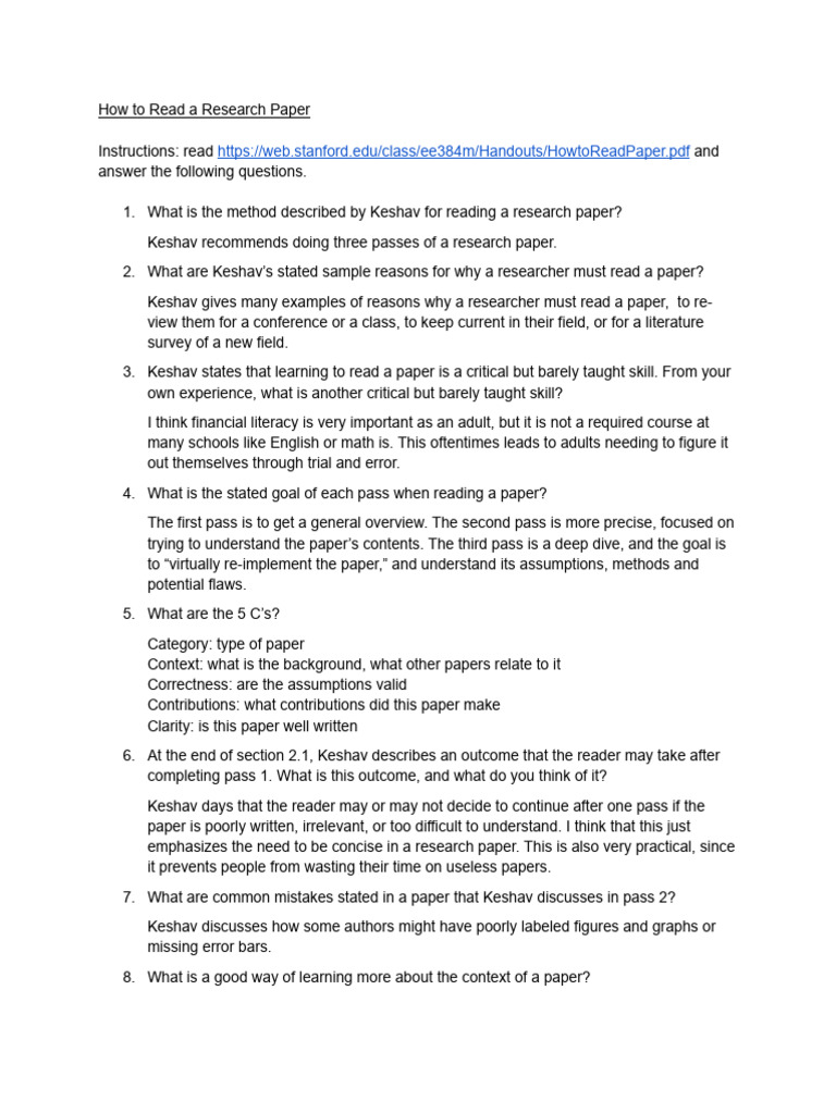 How To Read A Research Paper | PDF | Human Communication | Cognition