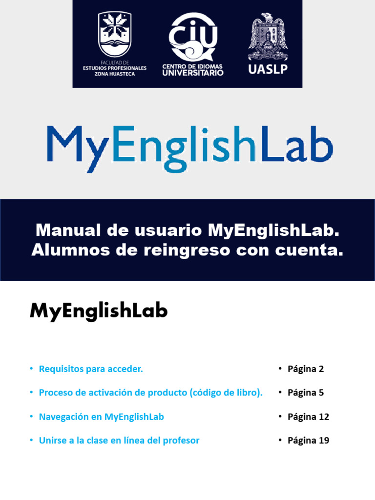 Manual Usuario MyEnglishLab. Alumnos Con Cuenta | PDF | Informática | Software