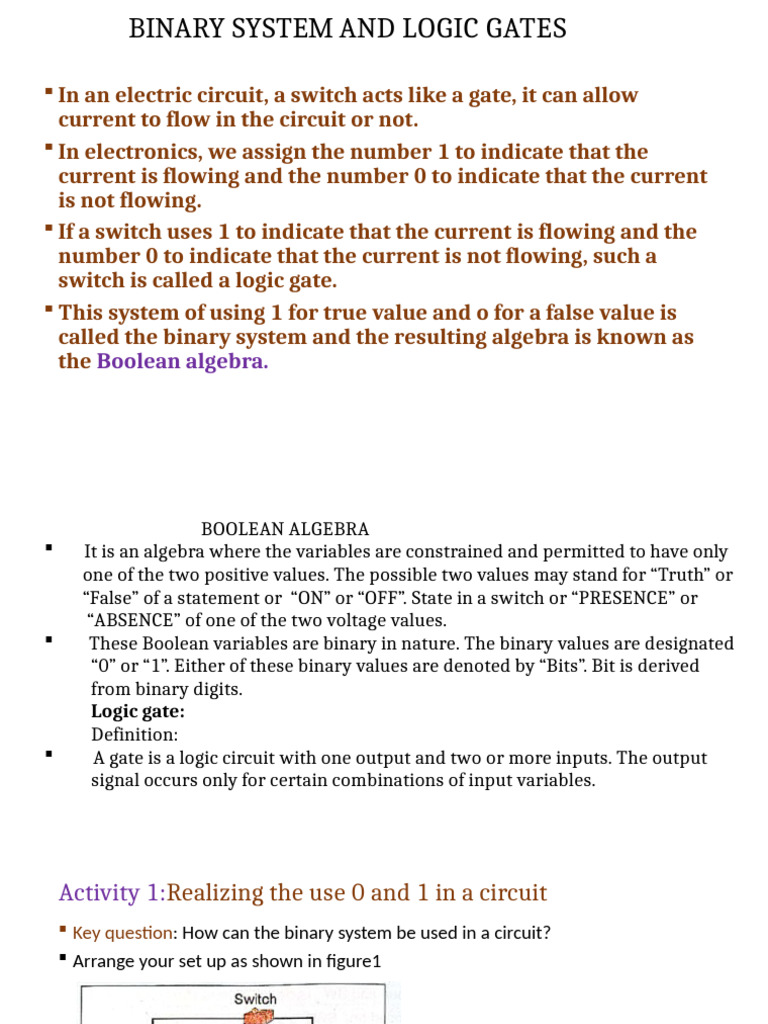 Binary System and Logic Gates | PDF | Logic Gate | Boolean Algebra