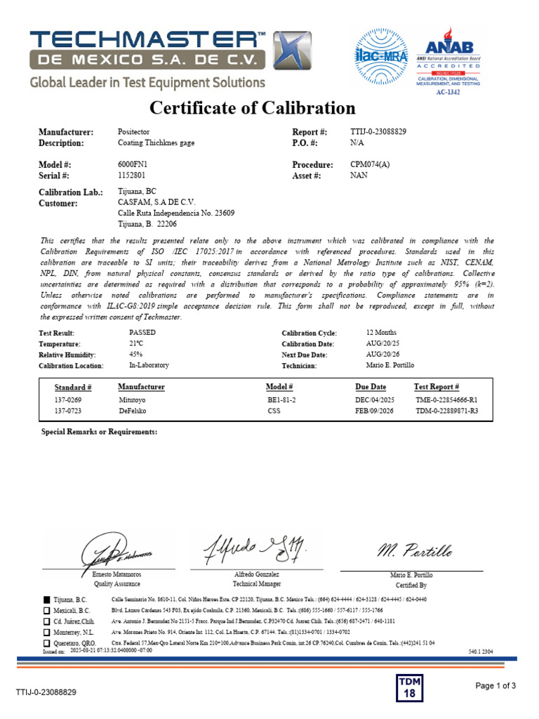 Calibration Certificate for Coating Gauge | PDF | Calibration | Quantity