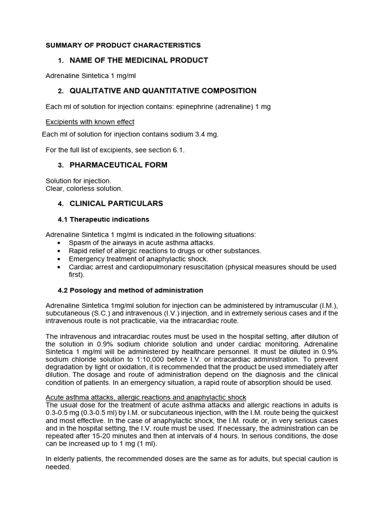 2. Epinephrine 1mg-Ml | PDF | Heart | Injection (Medicine)