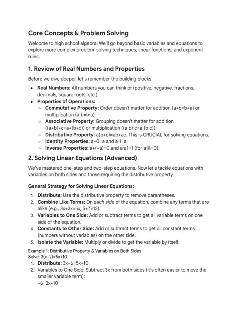 High School Algebra Problem Solving Guide | PDF | Equations ...