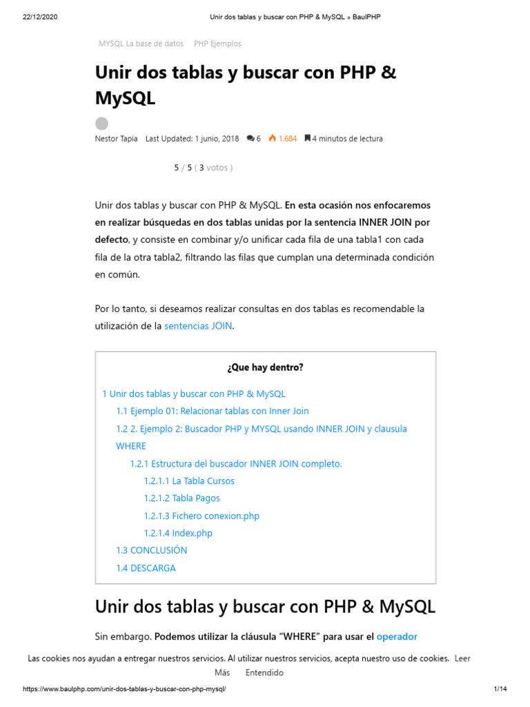 Unir Dos Tablas y Buscar Con PHP & MySQL BaulPHP | PDF | Mi sql | SQL