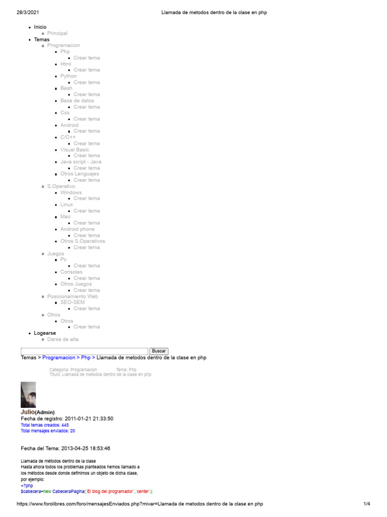 Llamada de Metodos Dentro de La Clase en PHP | PDF | Php | Lenguaje de programación