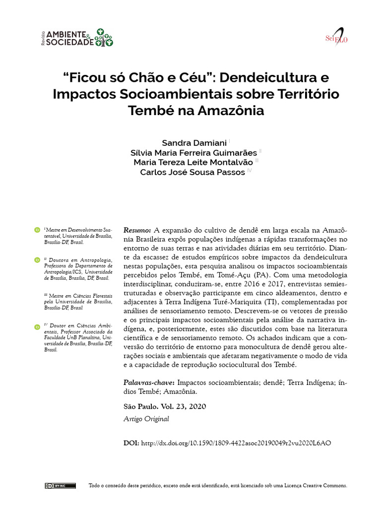 Impactos da Dendeicultura no Povo Tembé | PDF | Desmatamento | Agricultura