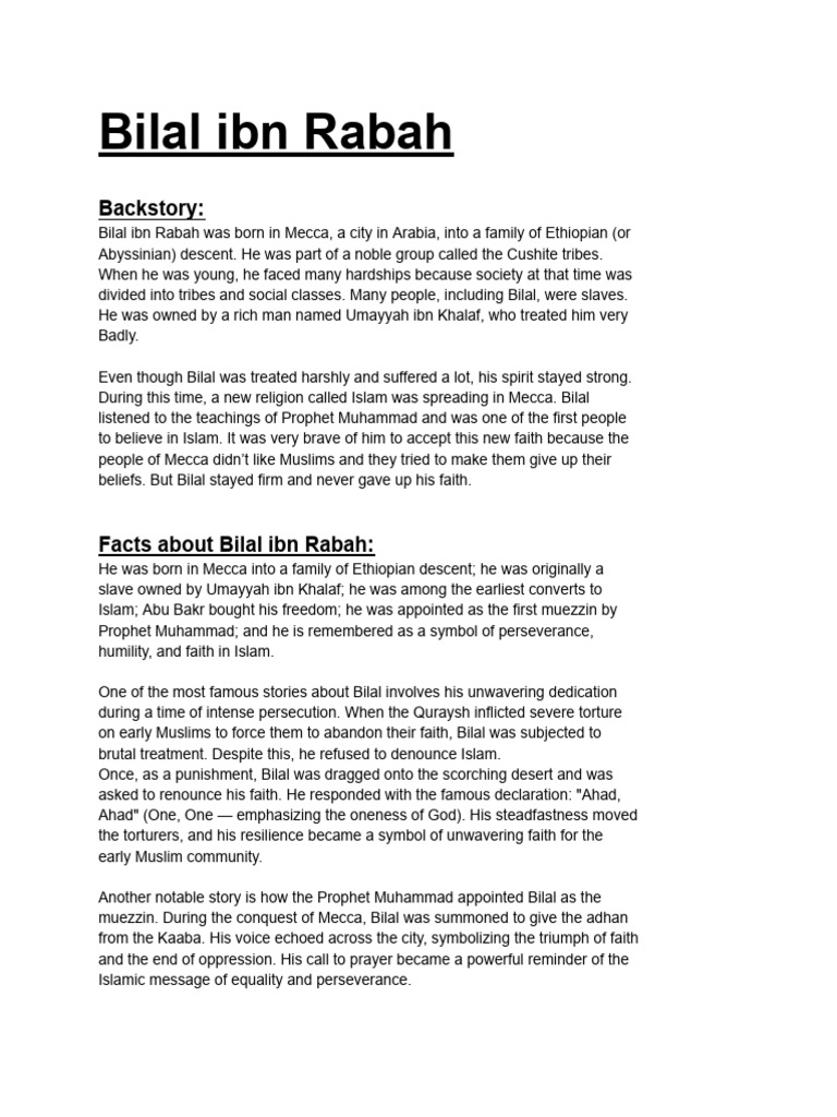 Bilal ibn Rabah: Early Islamic Icon | PDF | Abrahamic Religions | Life ...