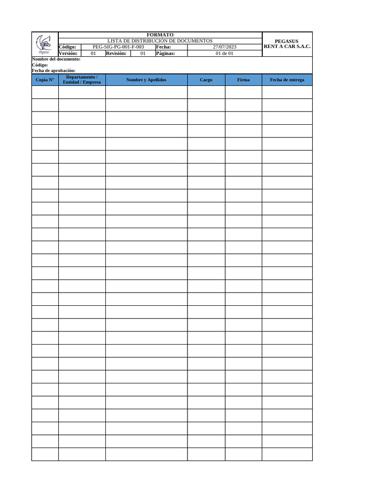 Peg-sig-pg-001-F-003 Lista de Distribución de Documentos v1 r1 ...