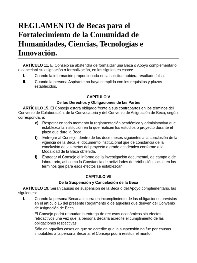 Reglamento de Becas | PDF | Beca | Justicia