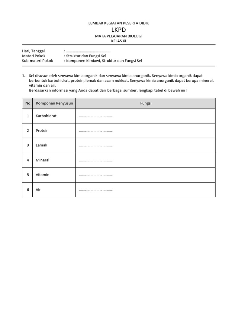 LKPD Sel Bagian 1 | PDF