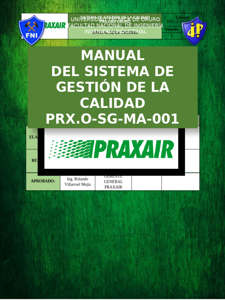 Manual de Calidad Praxair Oruro | PDF | Sistema de manejo de calidad ...
