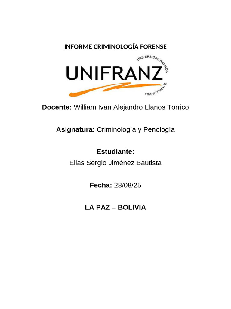 INFORME CRIMINOLOGÍA FORENSE | PDF | Criminología | Ciencia forense