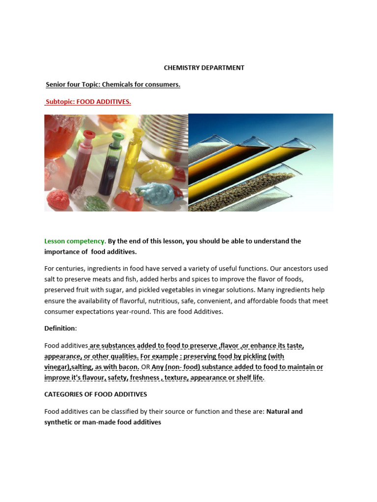Understanding Food Additives in Chemistry | PDF | Foods | Food Ingredients