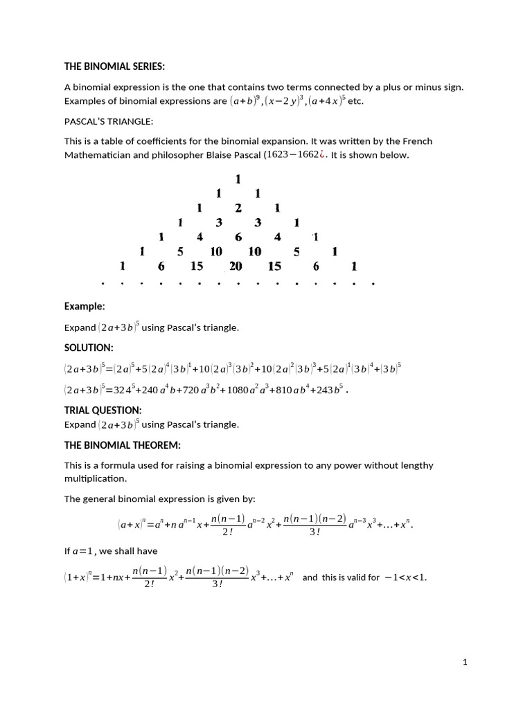 Binomial Series | PDF | Mathematics | Complex Analysis