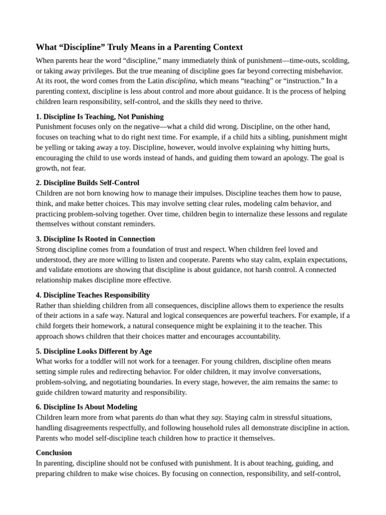 What "Discipline" Truly Means in A Parenting Context | PDF ...