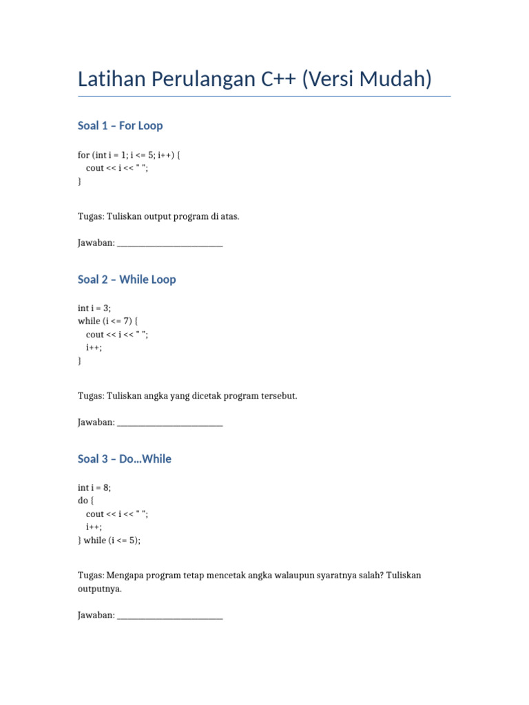 Latihan Perulangan CPP | PDF