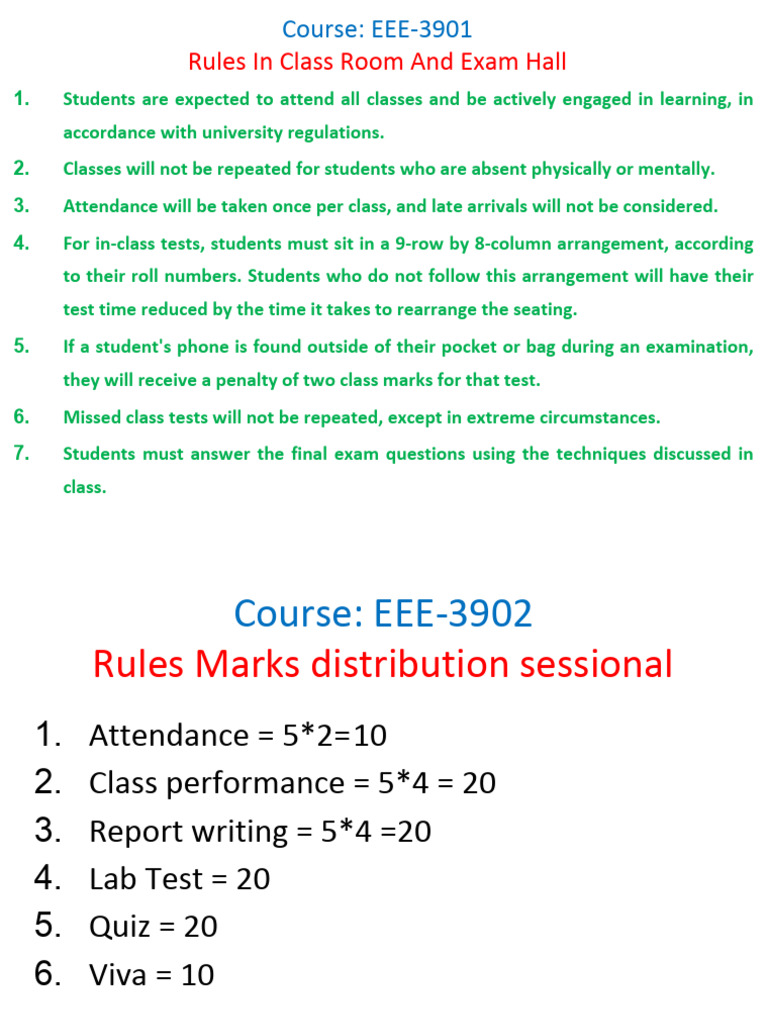 Rule and Regulation On Classroom | PDF