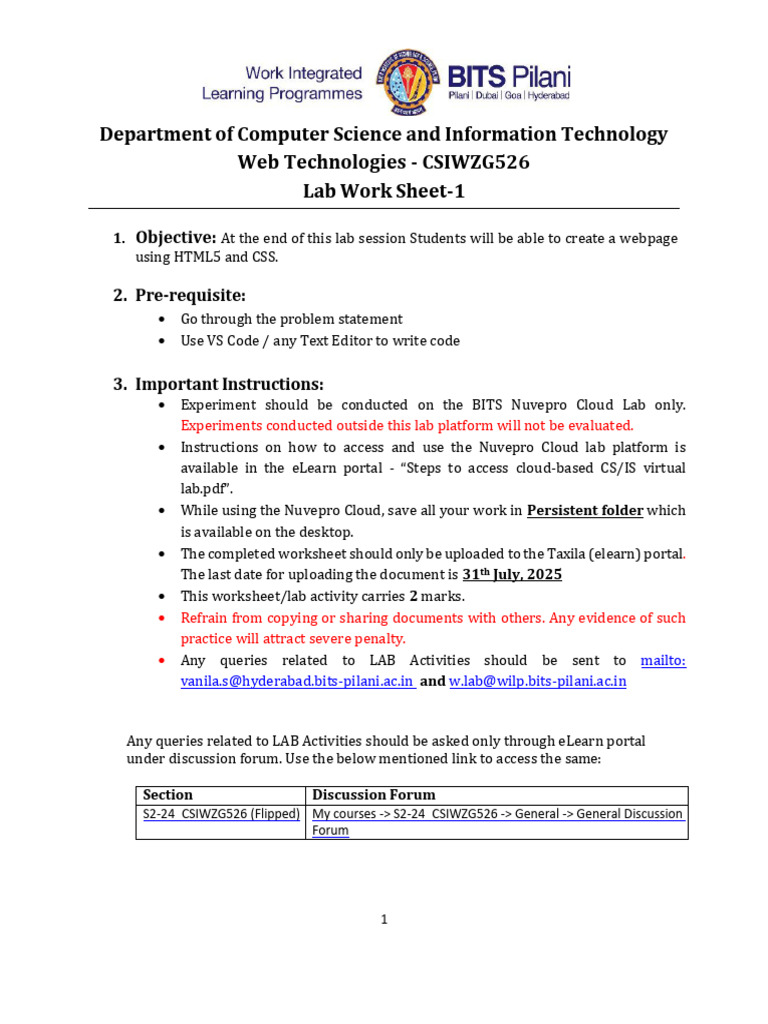 HTML5 and CSS Webpage Lab Guide | PDF | Html | World Wide Web