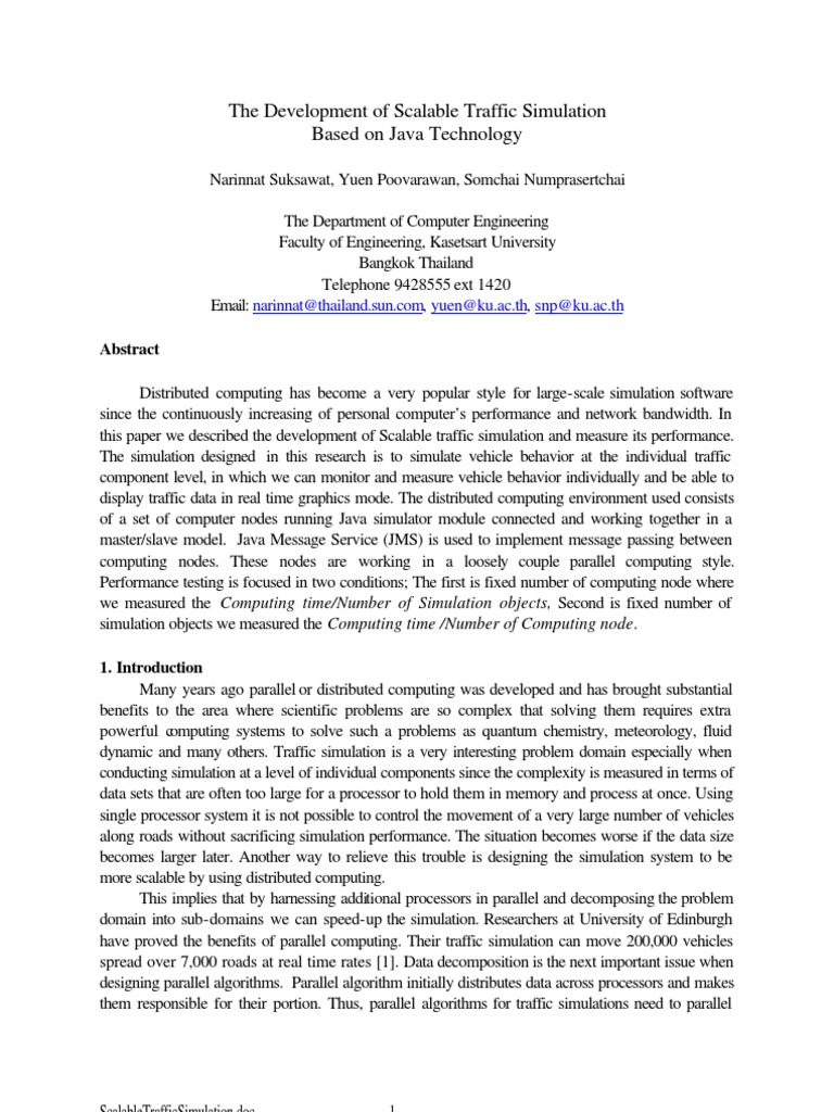 The Development of Scalable Traffic Simulation Based On Java Technology ...