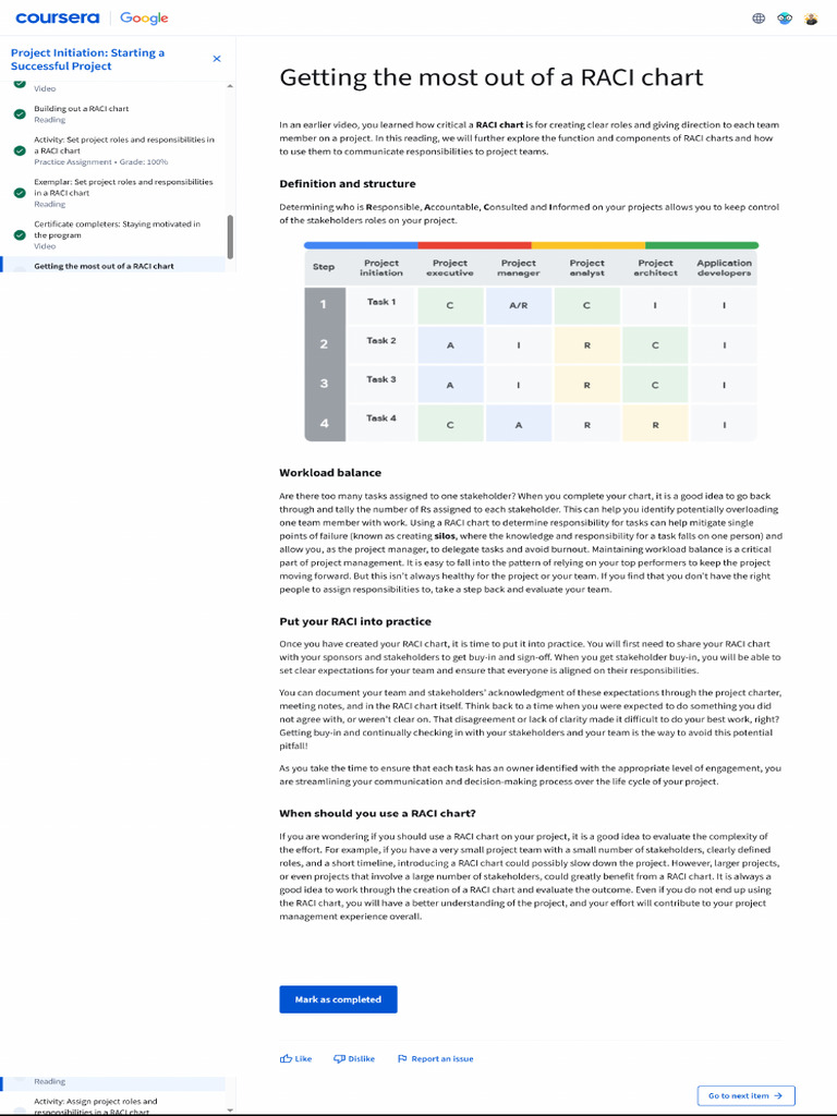 Getting The Most Out of A RACI Chart Coursera | PDF