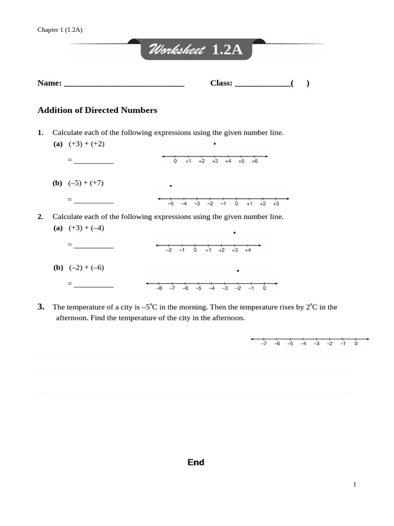 Worksheet 1.2A | PDF