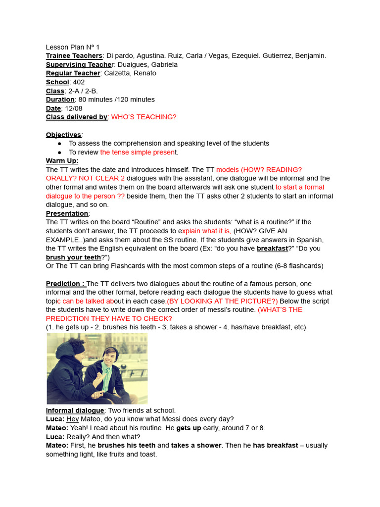 Lesson Plan for Routine Dialogue Activities | PDF | Linguistics