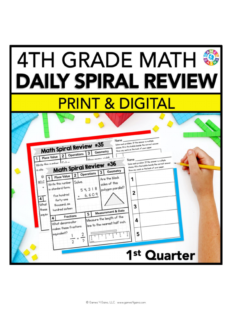 4th Grade Q1 Math Spiral Review Print Version Use For Grade 8 | PDF ...