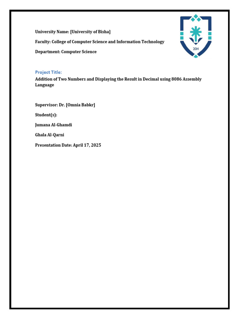8086 Addition Report | PDF | Ascii | Programming