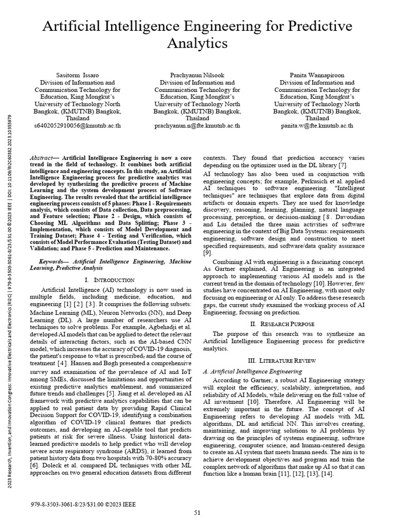 Artificial Intelligence Engineering For Predictive Analytics | PDF ...
