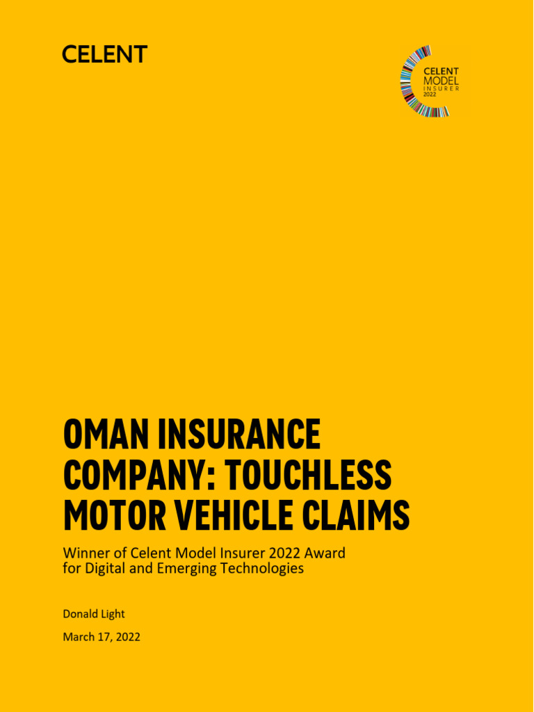 Oman Insurance Touchless Motor Vehicle Claims - Report | PDF ...