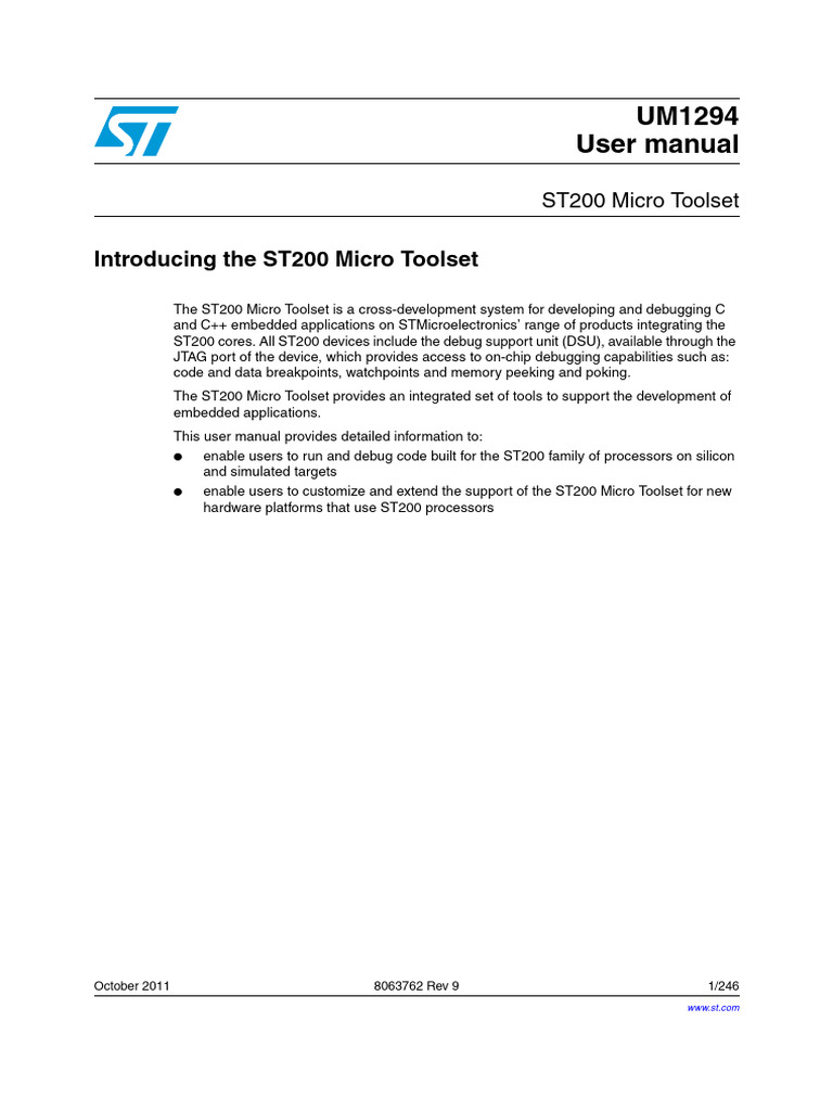 ST200 Micro Toolset User Manual | PDF | Integrated Development ...