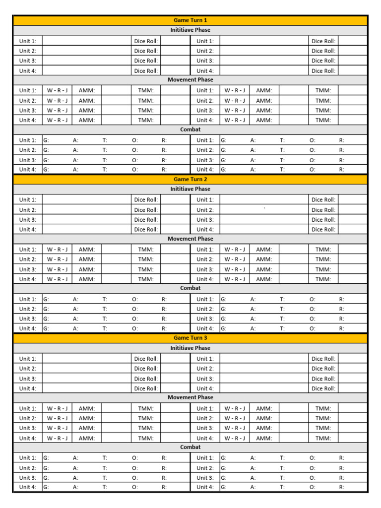 BATTLETECH - Turn Record Sheets | PDF | Tabletop Games | Dice