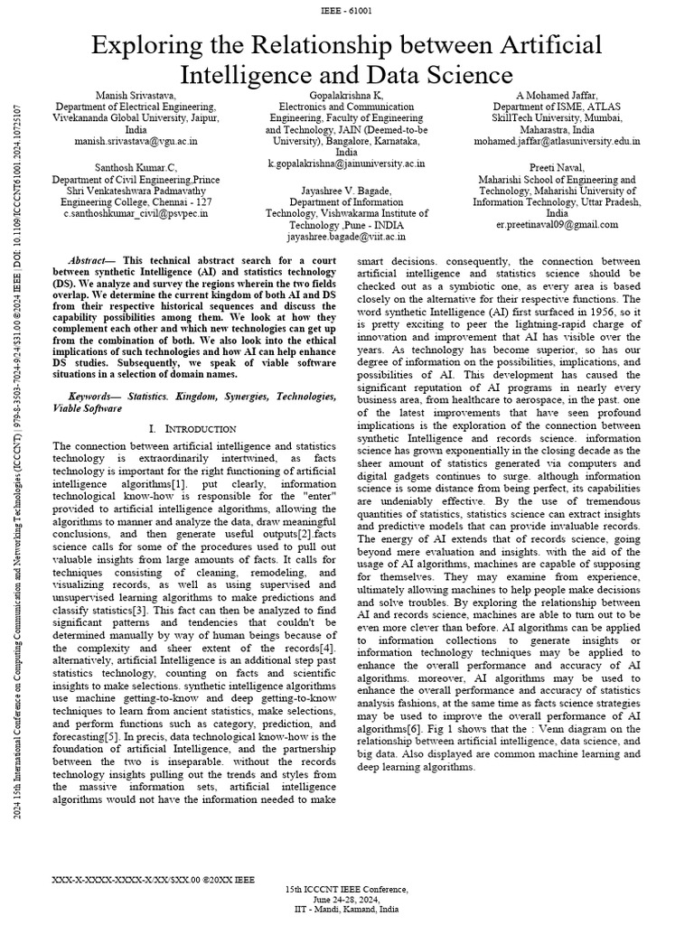 Exploring the Relationship Between Artificial Intelligence and Data Science | PDF | Artificial ...