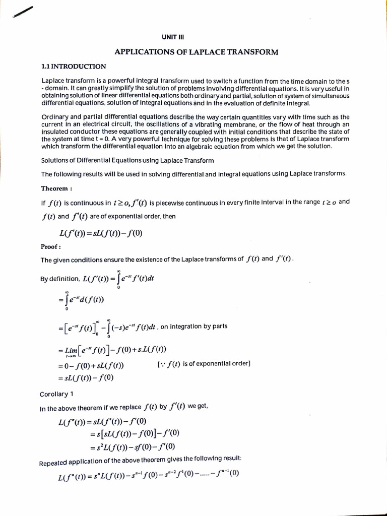 Laplace and Inverse Laplace Notes | PDF | Laplace Transform | Equations