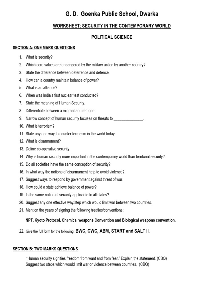 Work-Sheet Security 2024-25 | PDF
