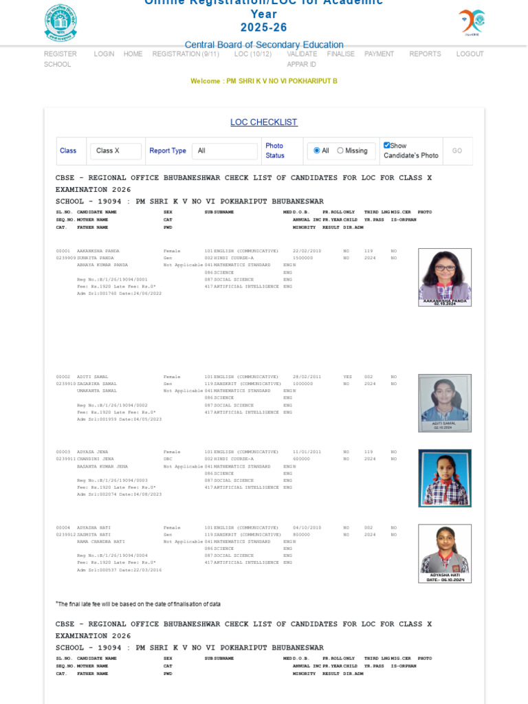 LOC Checklist for Class X Candidates 2026 | PDF | Educational ...
