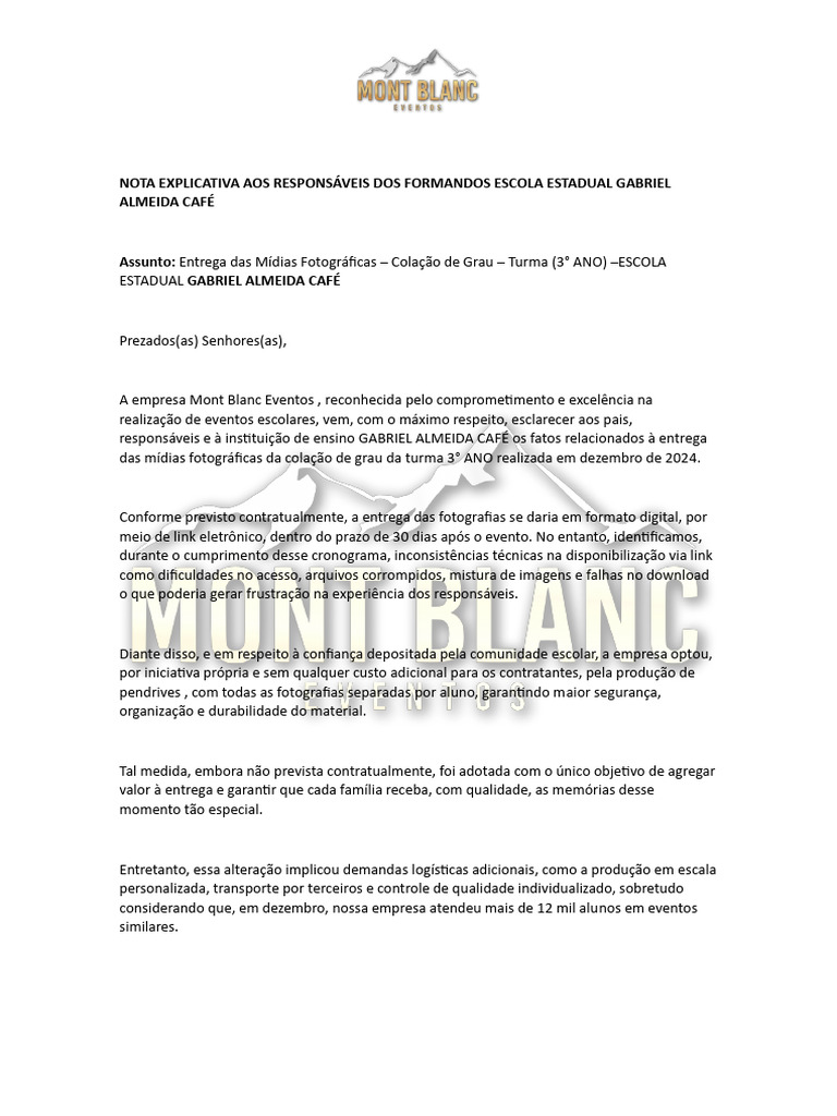 NOTA EXPLICATIVA - GABRIEL CAFÉ CCA | PDF | Qualidade (negócios)