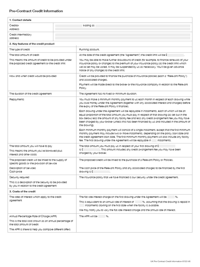 Pre-Contract Credit Information Summary | PDF | Credit | Finance ...