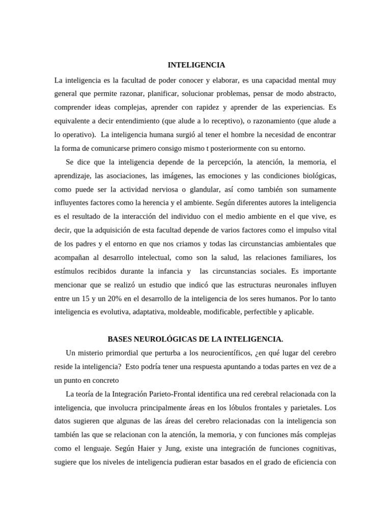 Comprendiendo la Inteligencia Humana | PDF | Inteligencia | Escala de ...