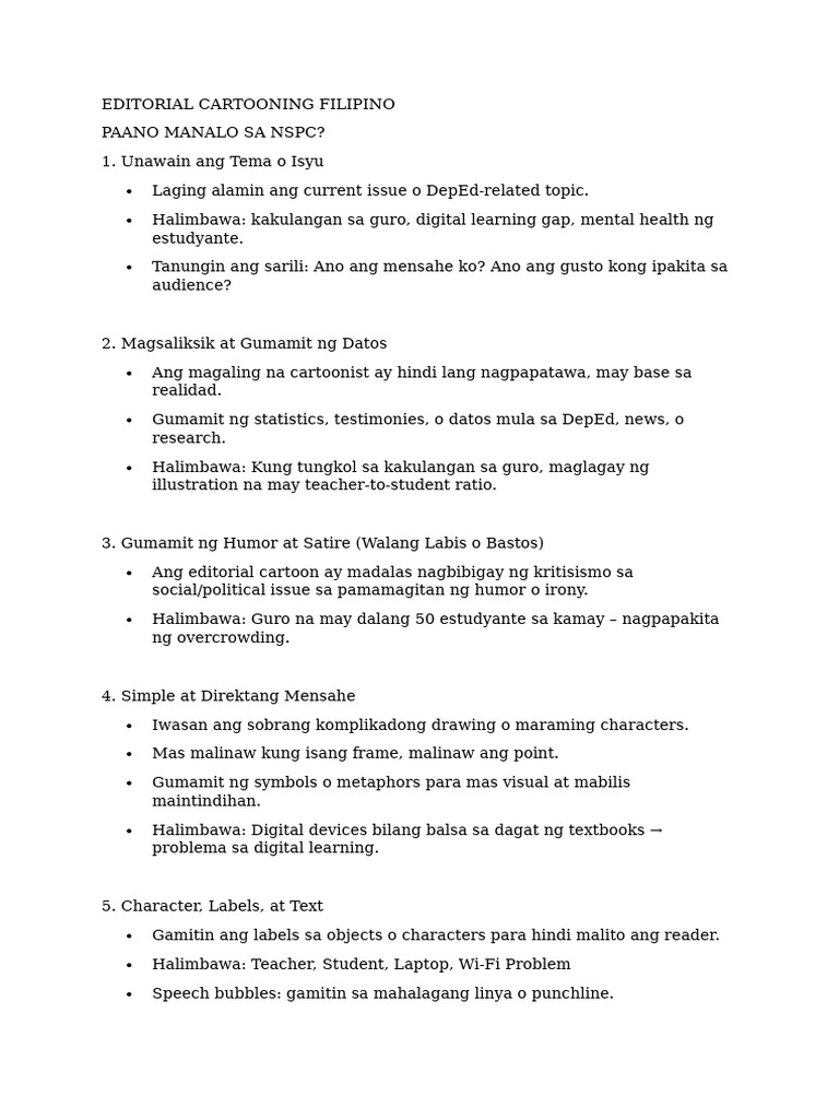 Editorial Cartooning Filipino | PDF
