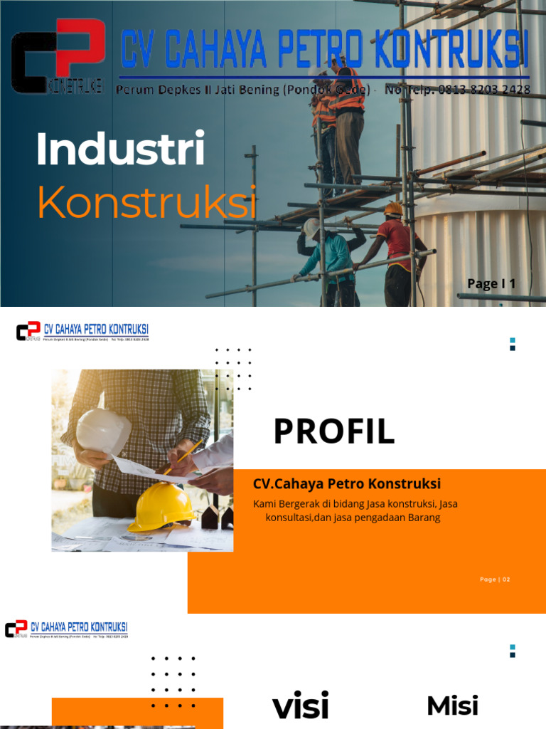Presentasi Industri Konstruksi Modern Profesional Biru Dan Oranye - 20240510 - 101423 - 0000 | PDF