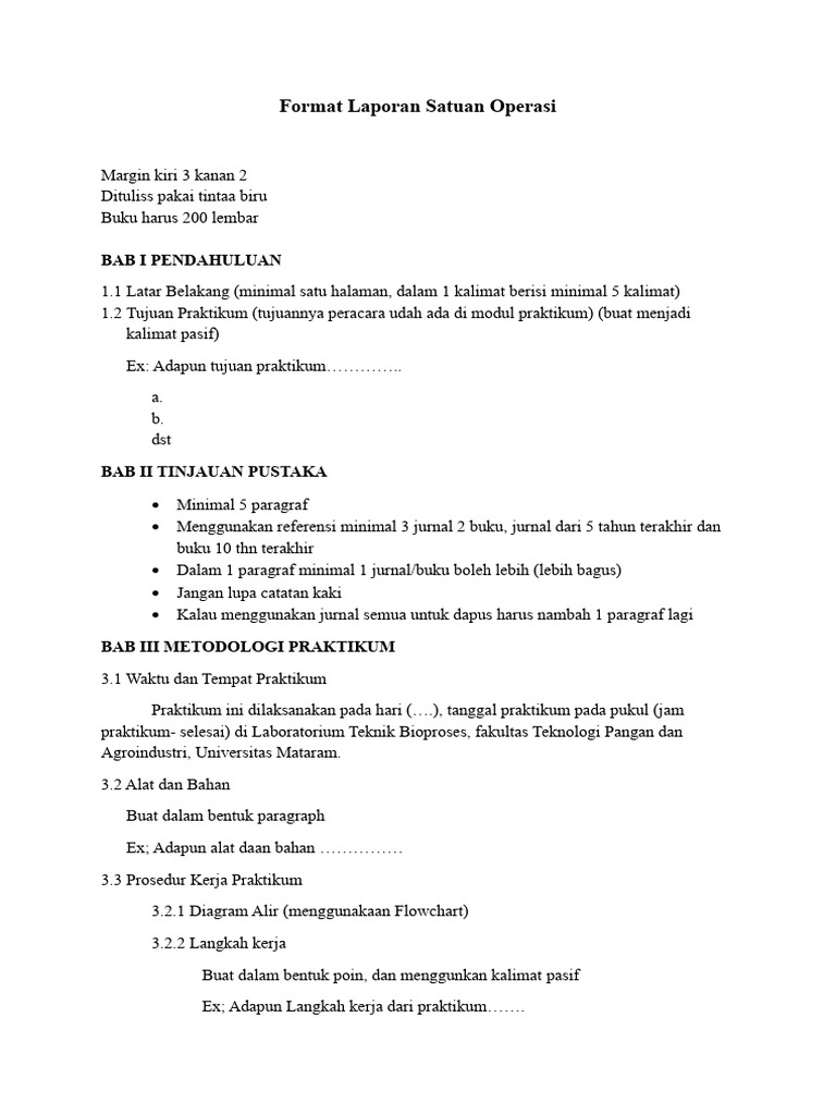 Format Laporan Praktikum Satuan Operasi | PDF