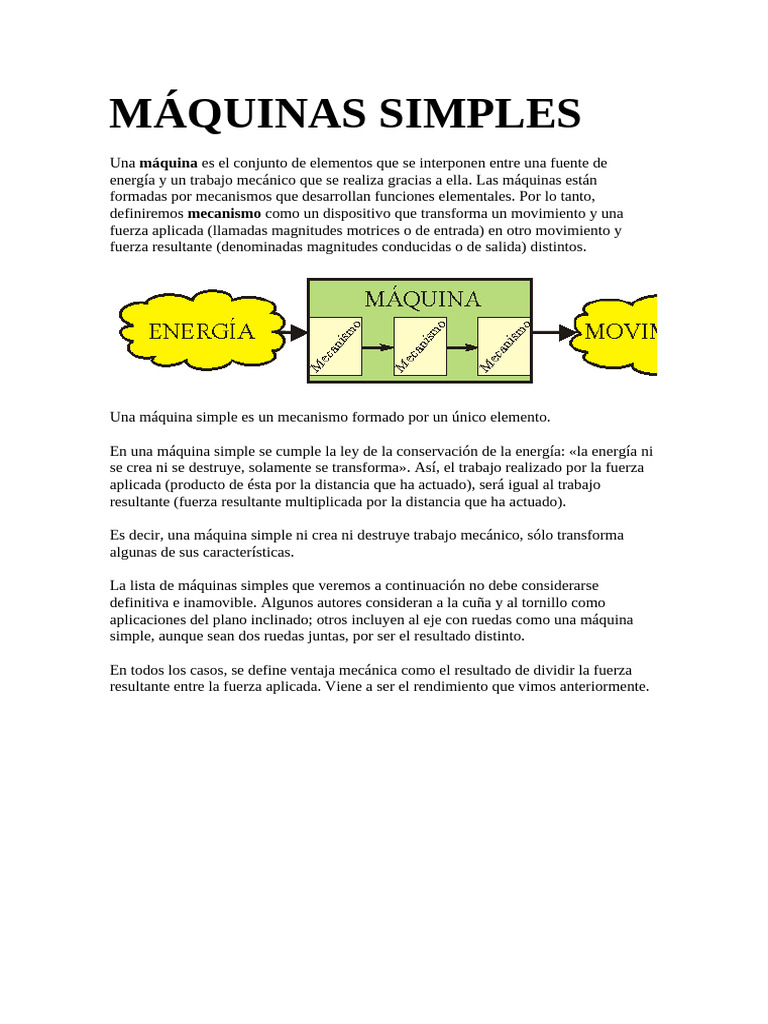 Máquinas Simples y sus Mecanismos | PDF | Palanca | Máquinas