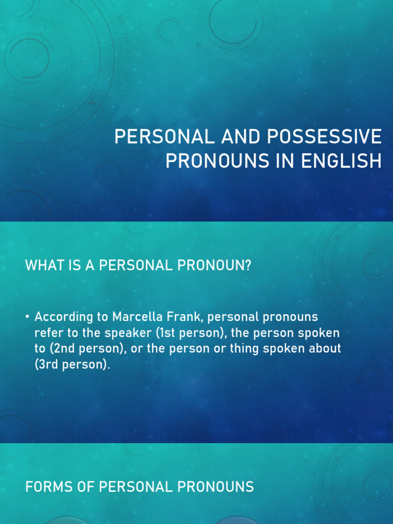 Personal Vs Possessive Pronouns | PDF