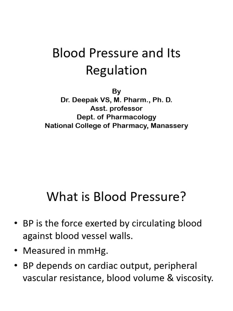 Blood Pressure and Its Regulation | PDF | Blood Pressure | Circulatory ...