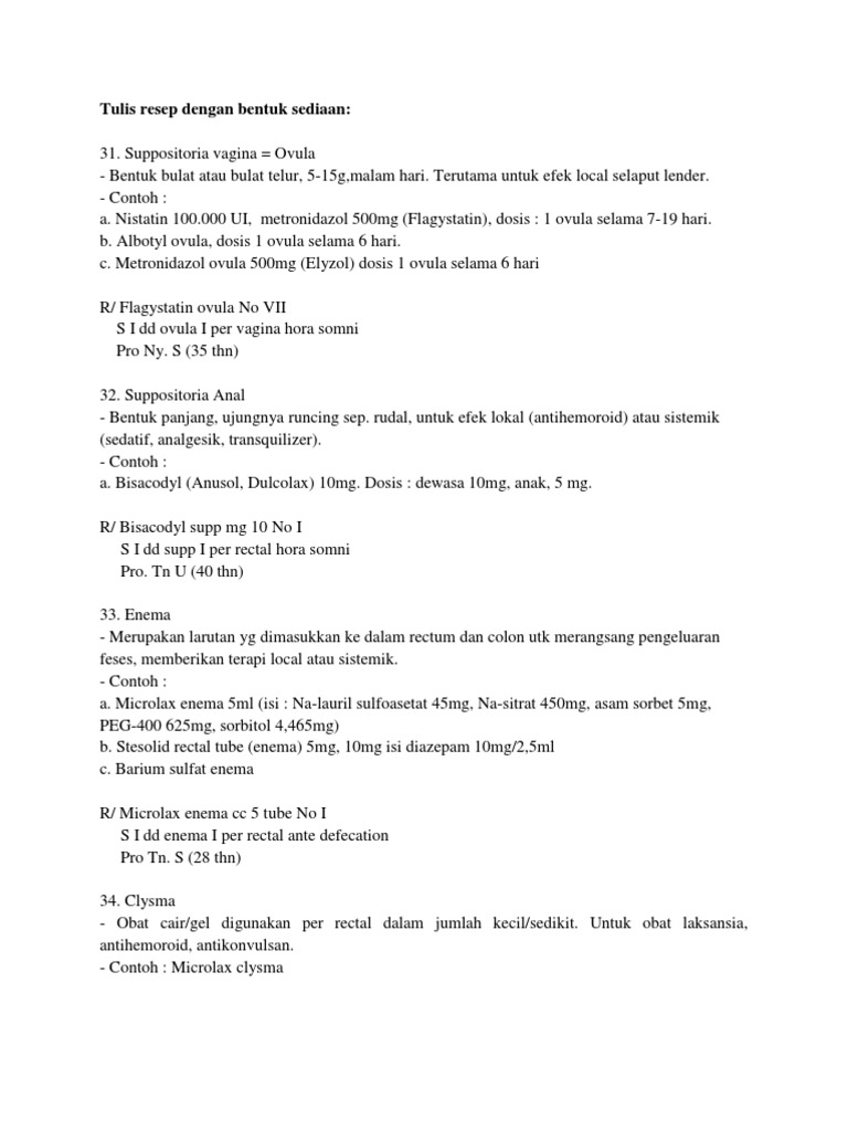 Tulis Resep Dengan Bentuk Sediaan | PDF