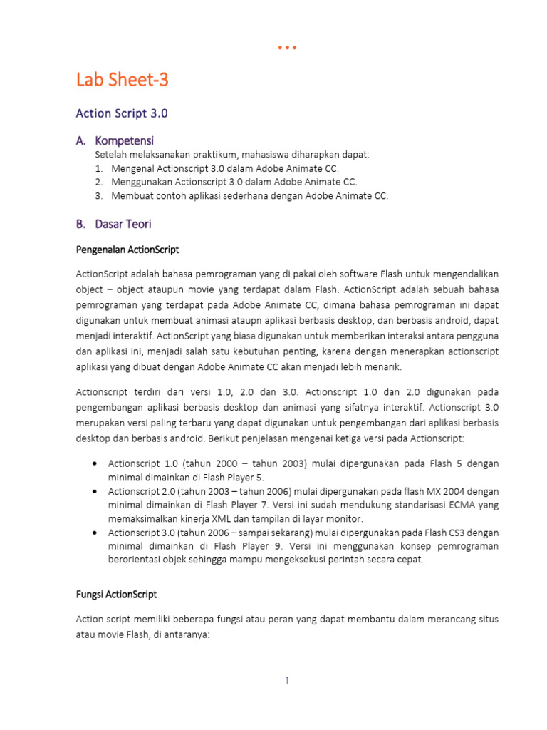 Pengenalan ActionScript 3.0 di Adobe Animate | PDF