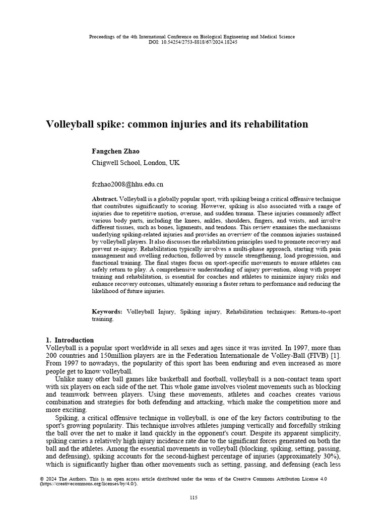 Volleyball Spike Common Injuries and Its Rehabilit | PDF | Knee | Shoulder