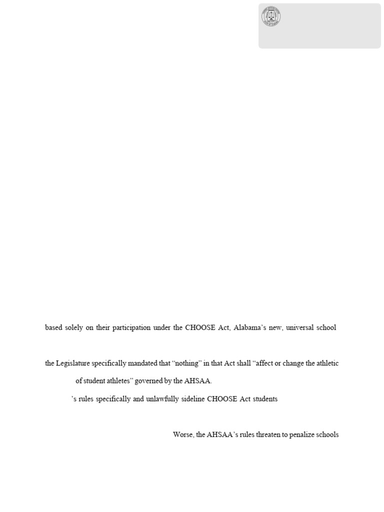 Ivey v. AHSAA - Amended Complaint | PDF | Injunction | Legal Remedy