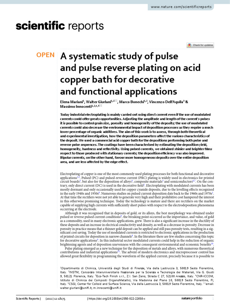 Pulse Plating in Acid Copper Baths | PDF | Electrode | Materials